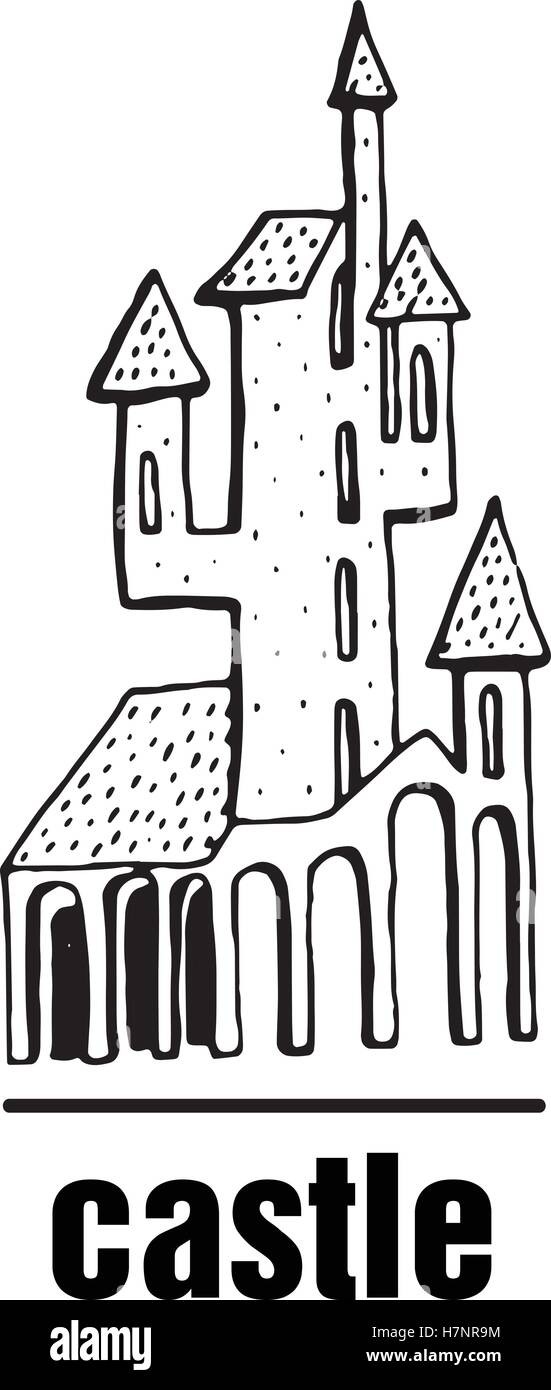 Abstract castle vector logo template. Tower sign. Castle logo. Hand ...
