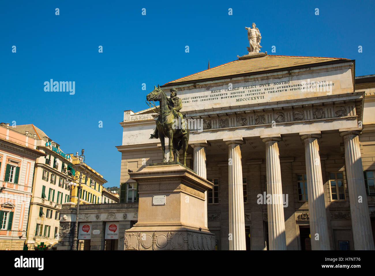 Garibaldi Statue & Carlo Felice Theater, Opera Theater. Historic center ...