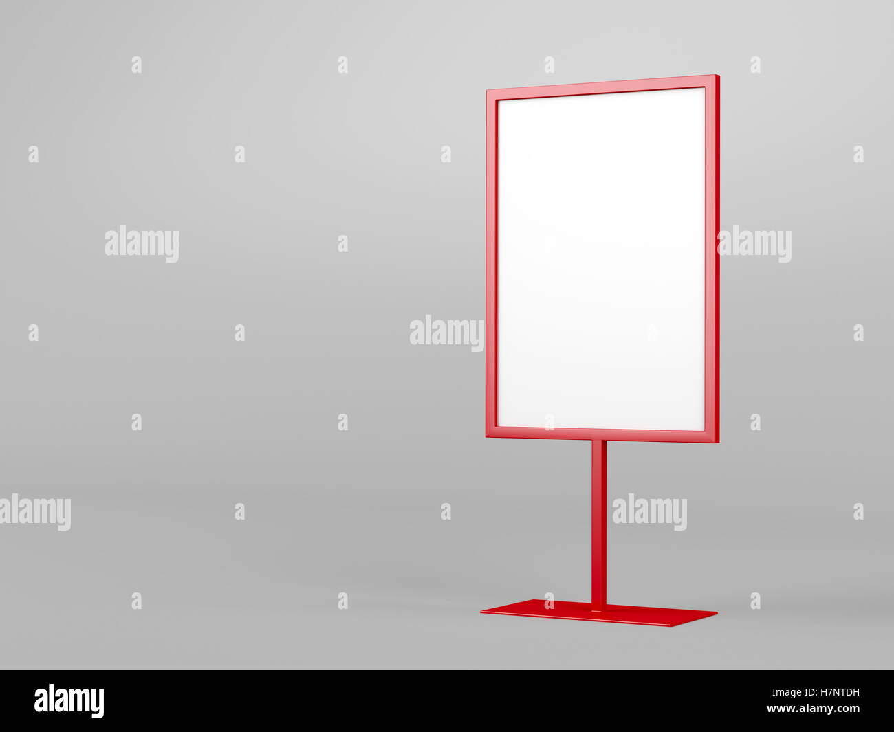 Red advertising stand on gray background Stock Photo - Alamy