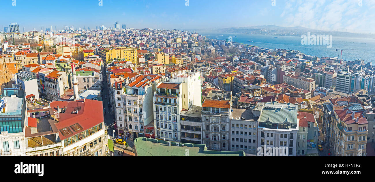 Panorama of the Beyoglu district of Istanbul from the Galata Tower, one ...
