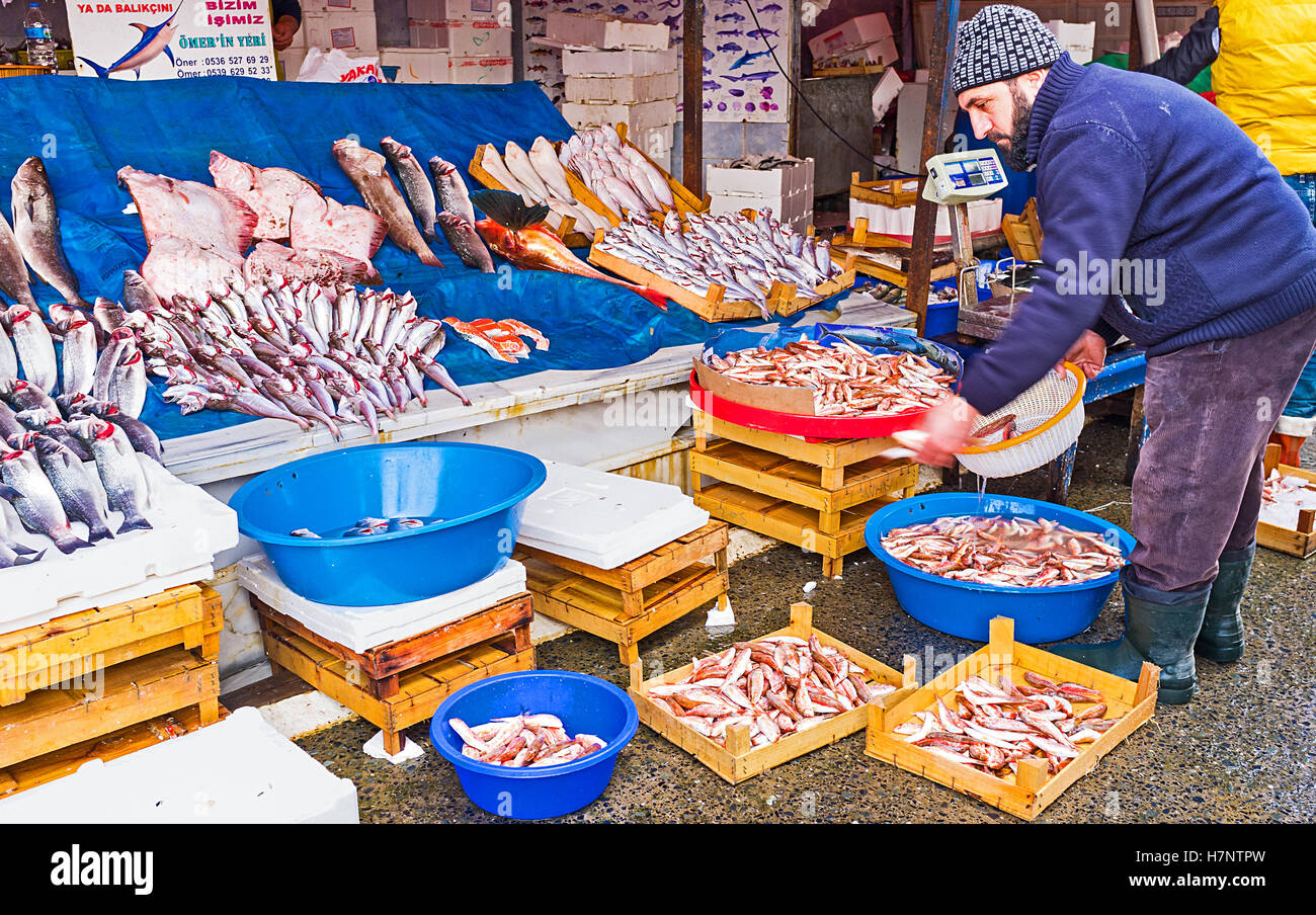 The central fish market next to Galata bridge is open from the early ...
