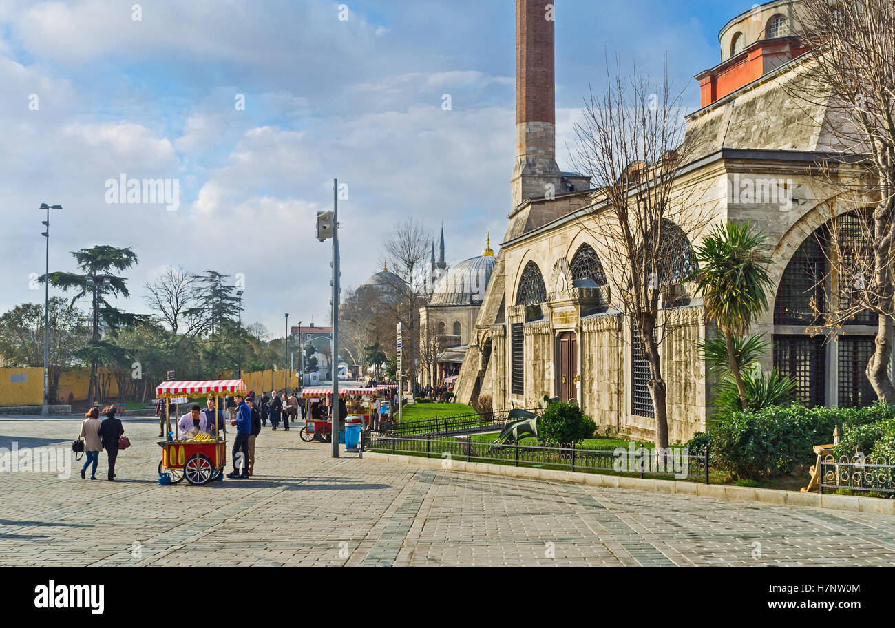 There are a lot of snack carts around the main city landmarks, offering ...