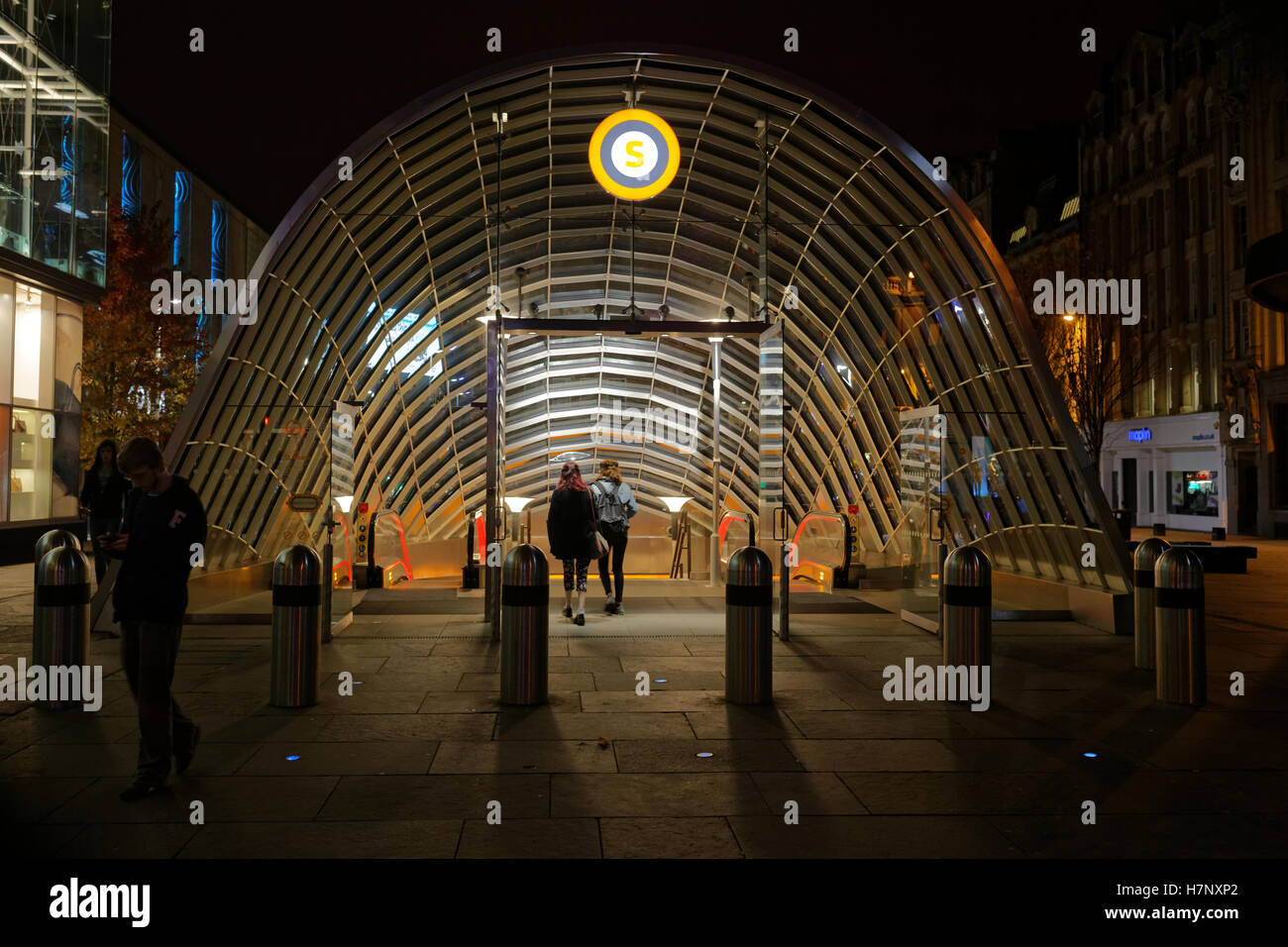 Glasgow underground or Subway entrance to st enoch station night Stock ...