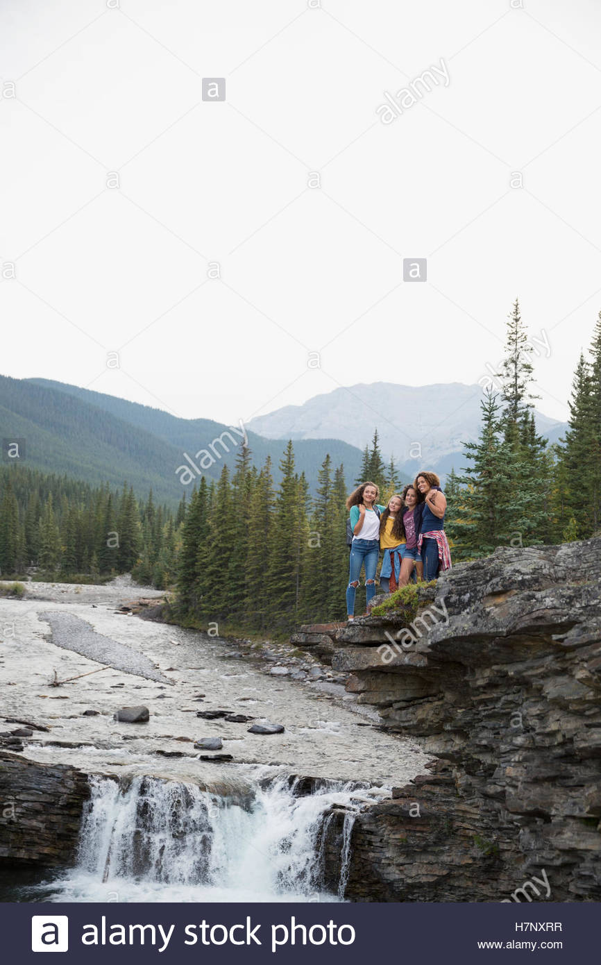 Children watching waterfall hi-res stock photography and images - Alamy