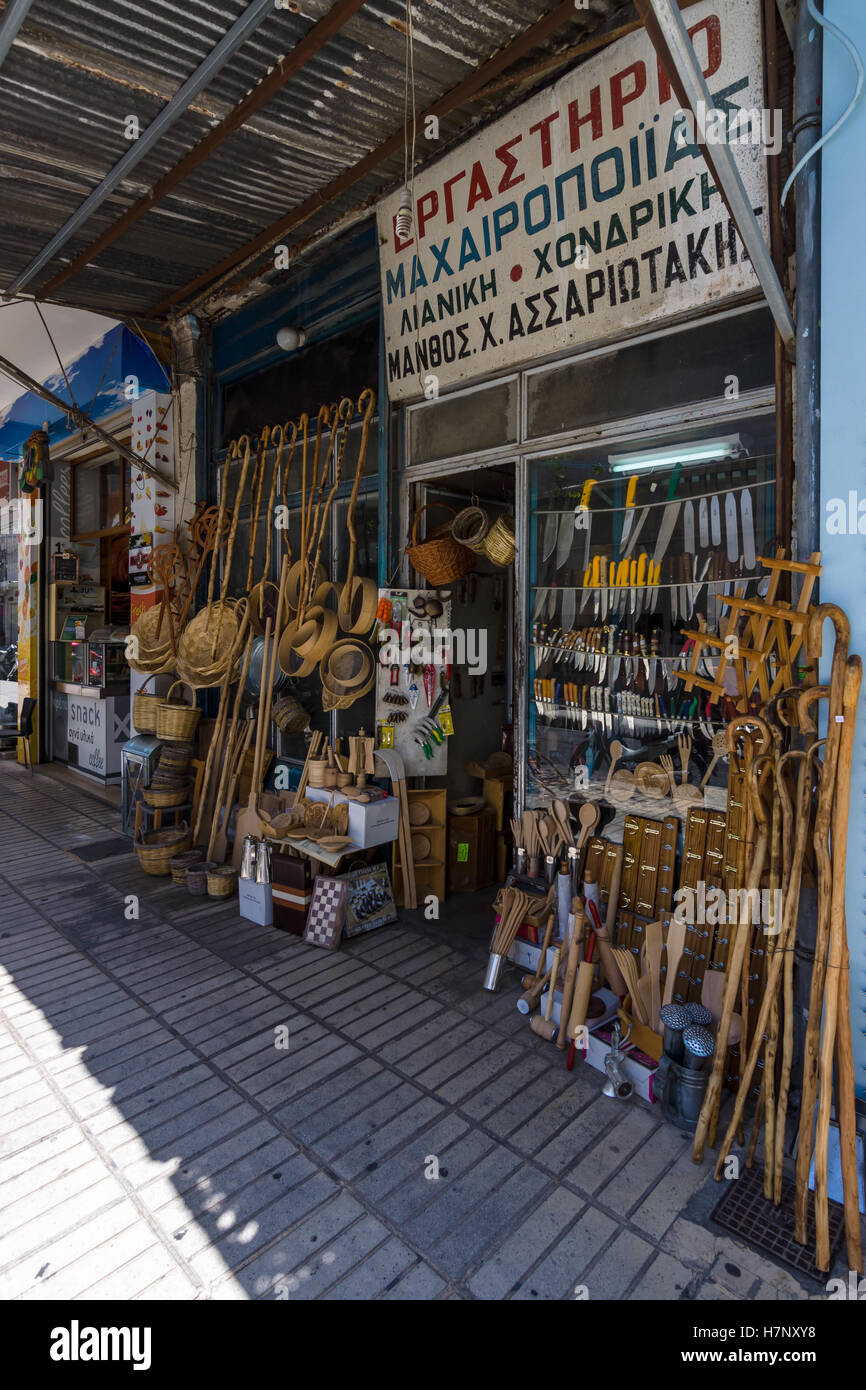 Crete. The narrow shopping streets in the old part of the city. Shop ...
