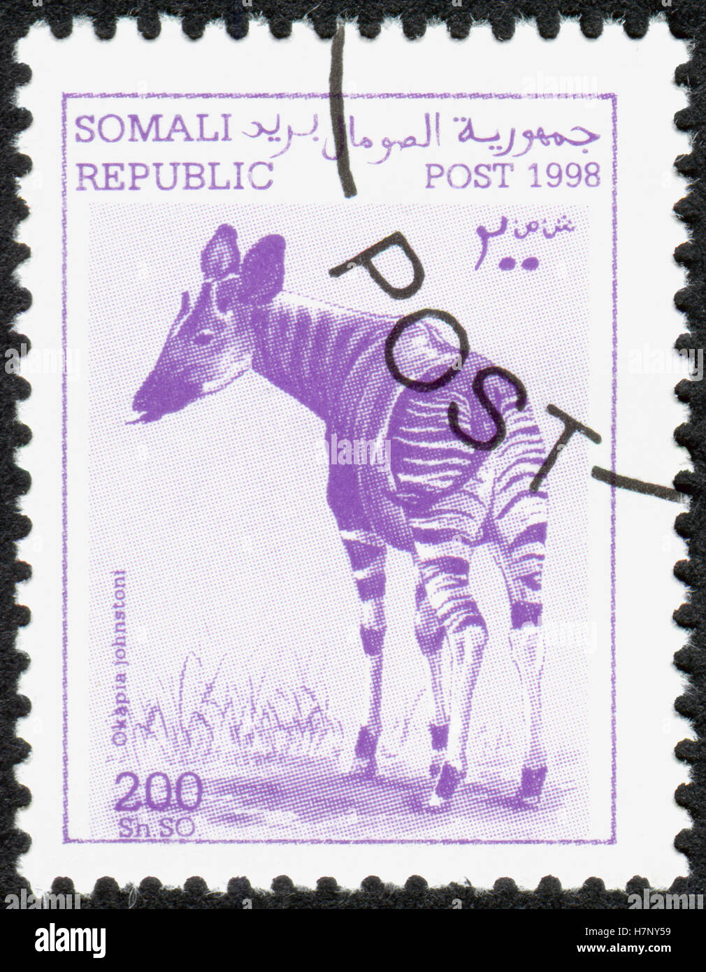 SOMALIA - CIRCA 1998: A stamp printed in Somalia, shows the animal ...