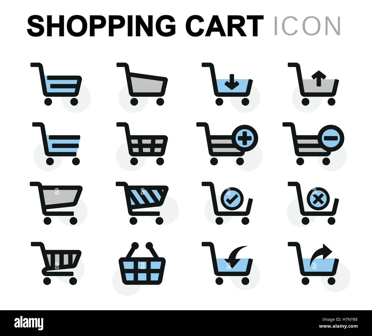 Vector flat line shopping cart icons set on white background Stock ...