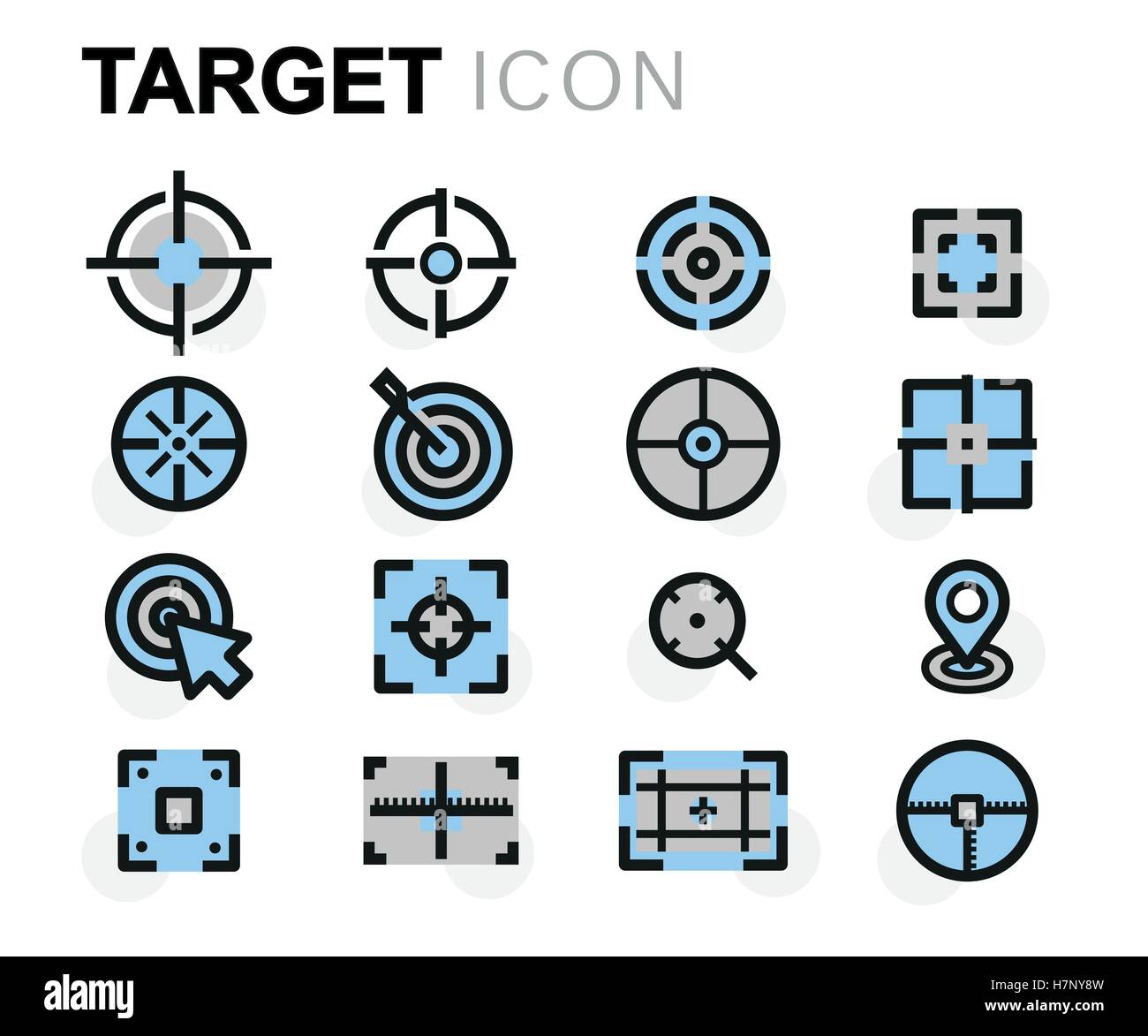 Vector flat line target icons set on white background Stock Vector ...