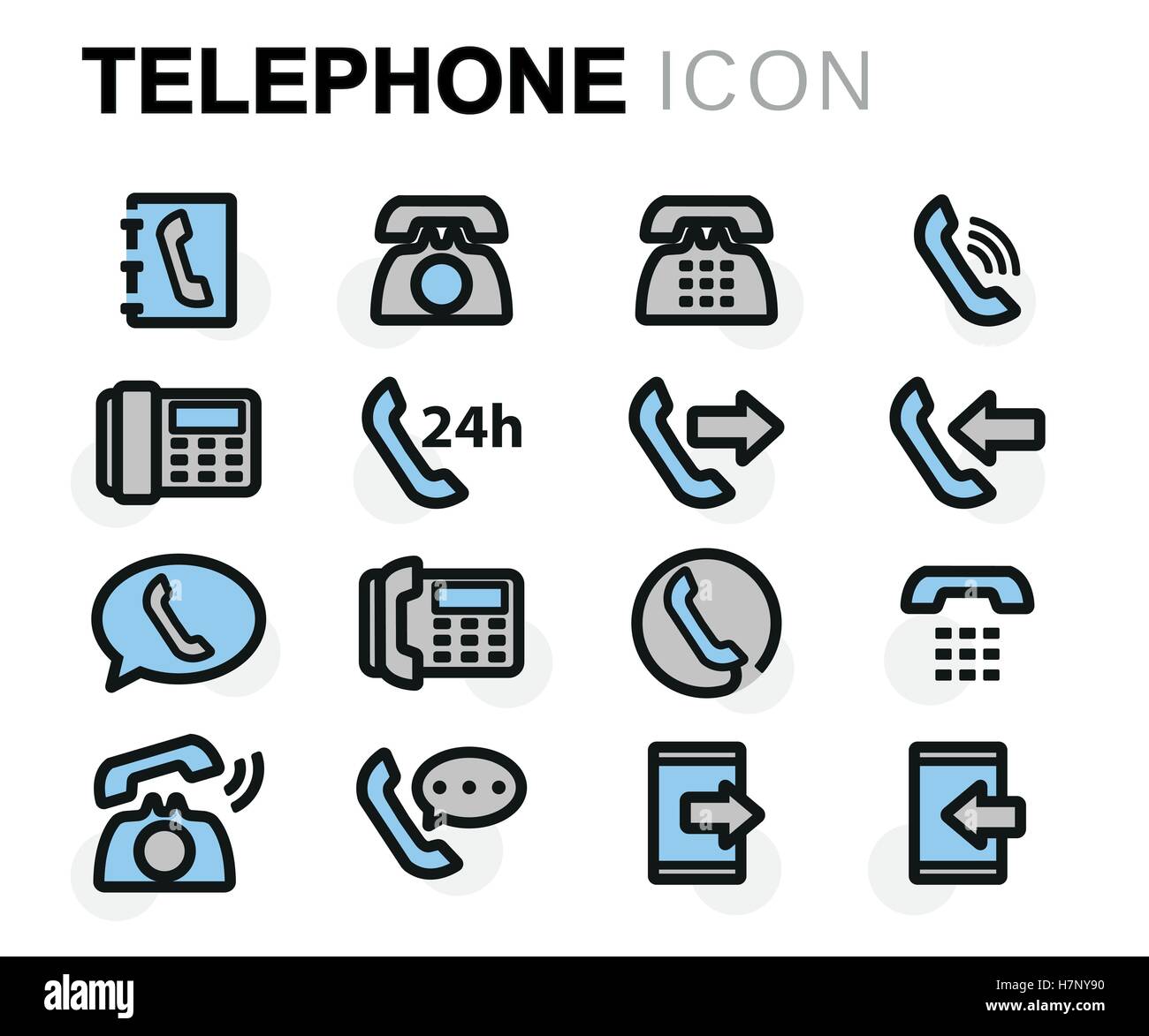 Vector flat line telephone icons set on white background Stock Vector ...