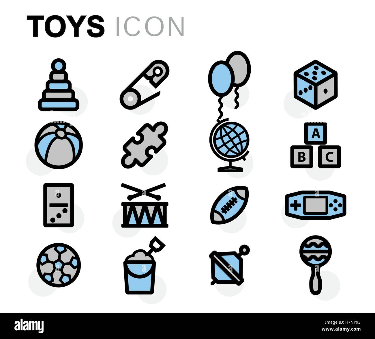 Vector flat line toys icons set on white background Stock Vector Image ...