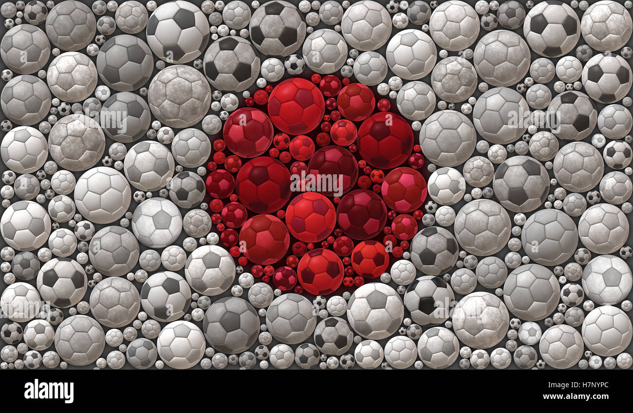 National Flag of Japan Soccer Balls Mosaic Illustration Design Concept ...