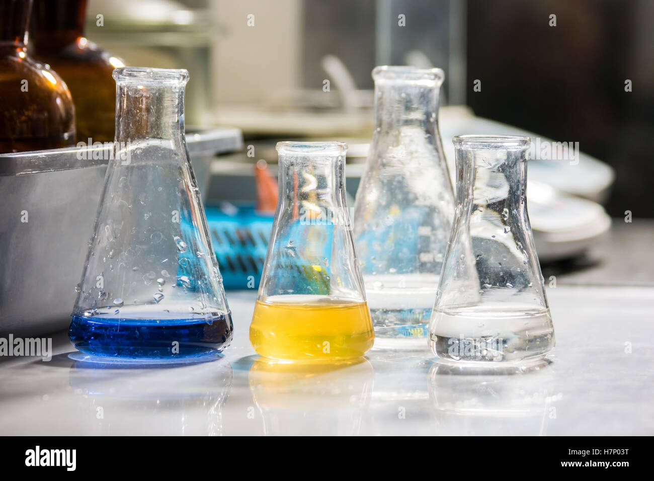 Liquid in flask Stock Photo - Alamy