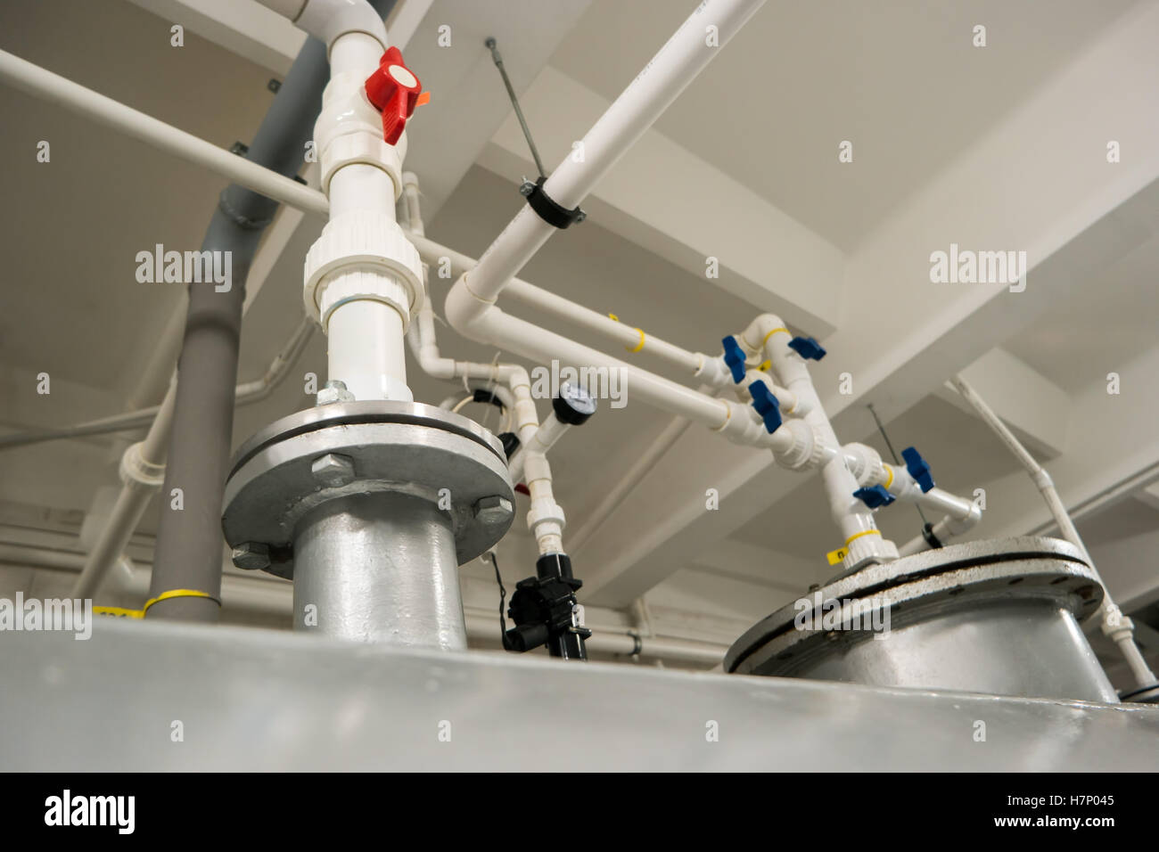 White pipes and valves Stock Photo - Alamy
