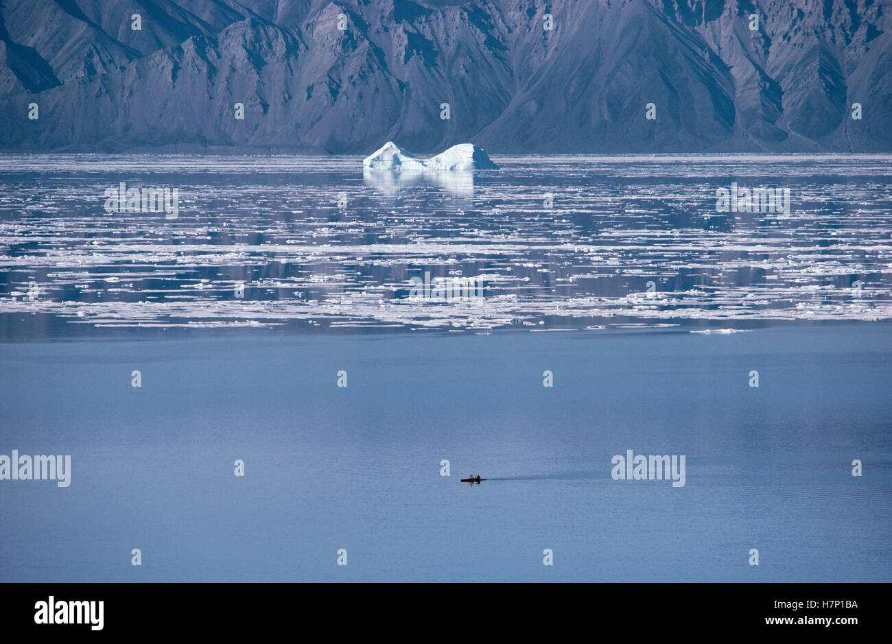 Inuit kayakers, Pond Inlet, northeast Baffin Island, Canada Stock Photo ...