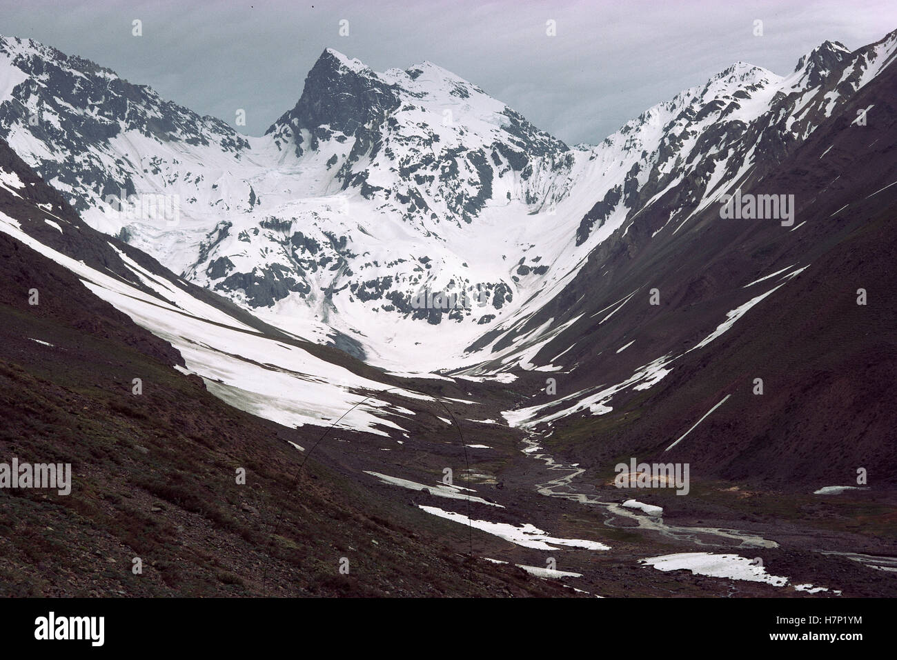 Andes Mountains near Santiago showing typical glacial valley, Chile ...