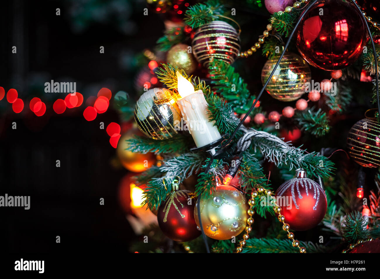 Green New Year tree decorated Stock Photo - Alamy