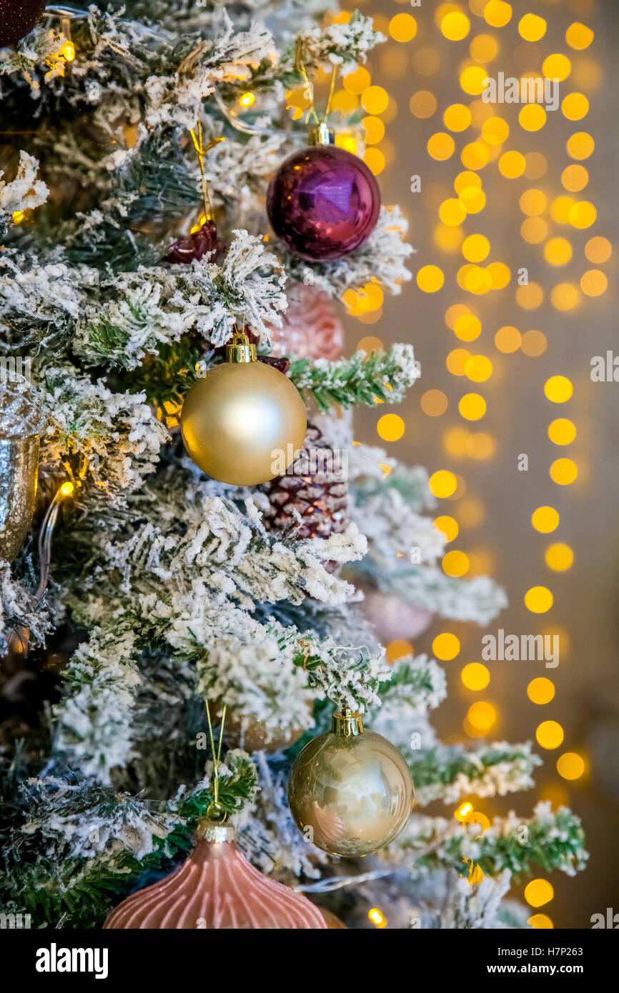 Green New Year tree decorated Stock Photo - Alamy