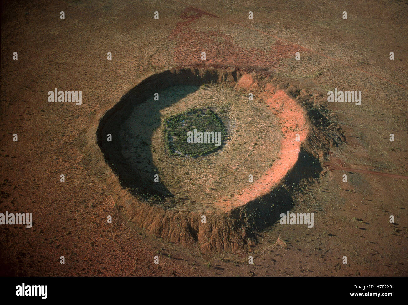 Aerial view of Wolf Creek Meteor Crater, approximately 300,000 years ...