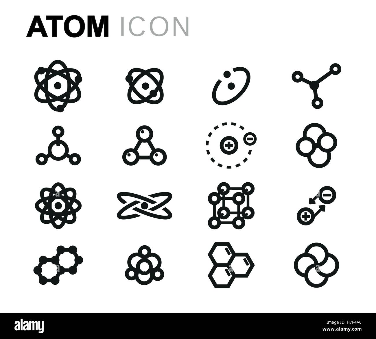 Vector line atom icons set on white background Stock Vector Image & Art ...