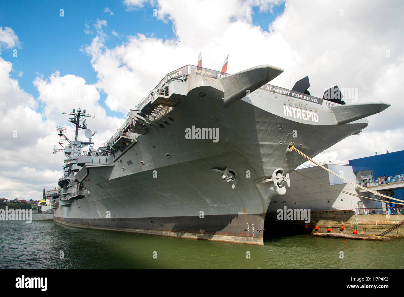 USS Intrepid, WW2 aircraft carrier moored in New York's Hudson river as ...