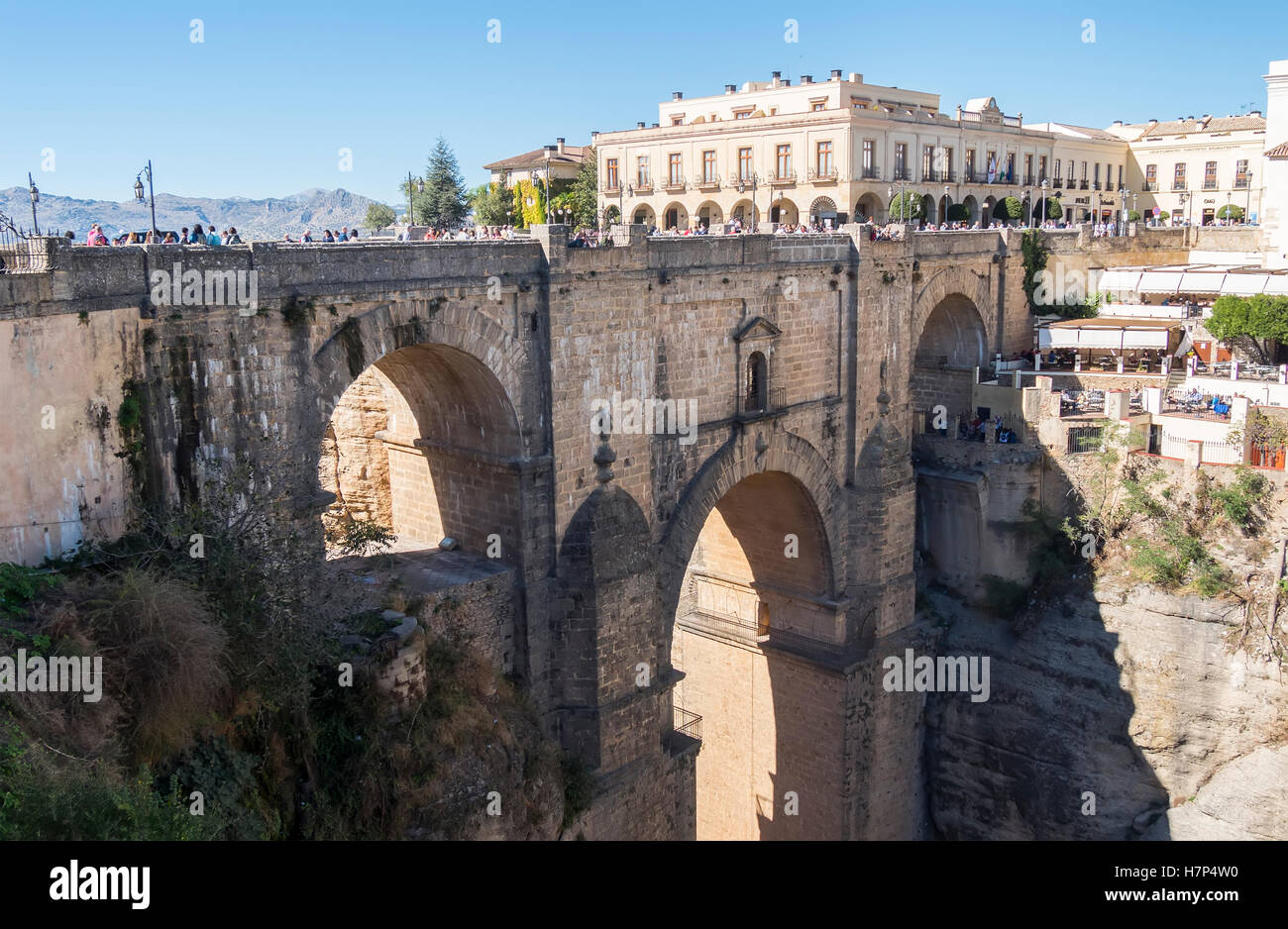 New Bridge over Guadalevin River in Ronda, Malaga, Spain. Popular ...