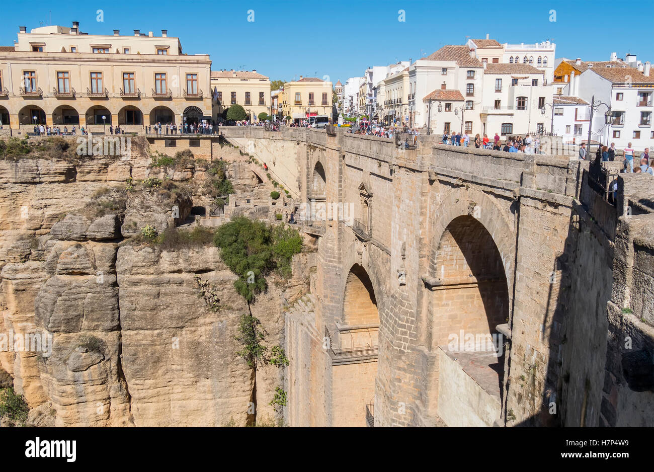 New Bridge over Guadalevin River in Ronda, Malaga, Spain. Popular ...