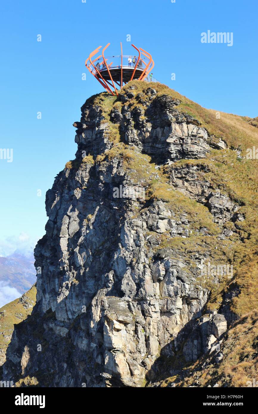 A futuristic looking viewpoint on the Stubnerkogel, Gastein mountains ...
