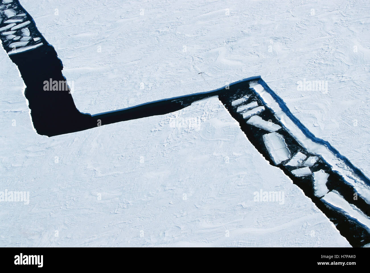 Sea ice lead, sea ice splits to reveal long leads in summer, opening ...