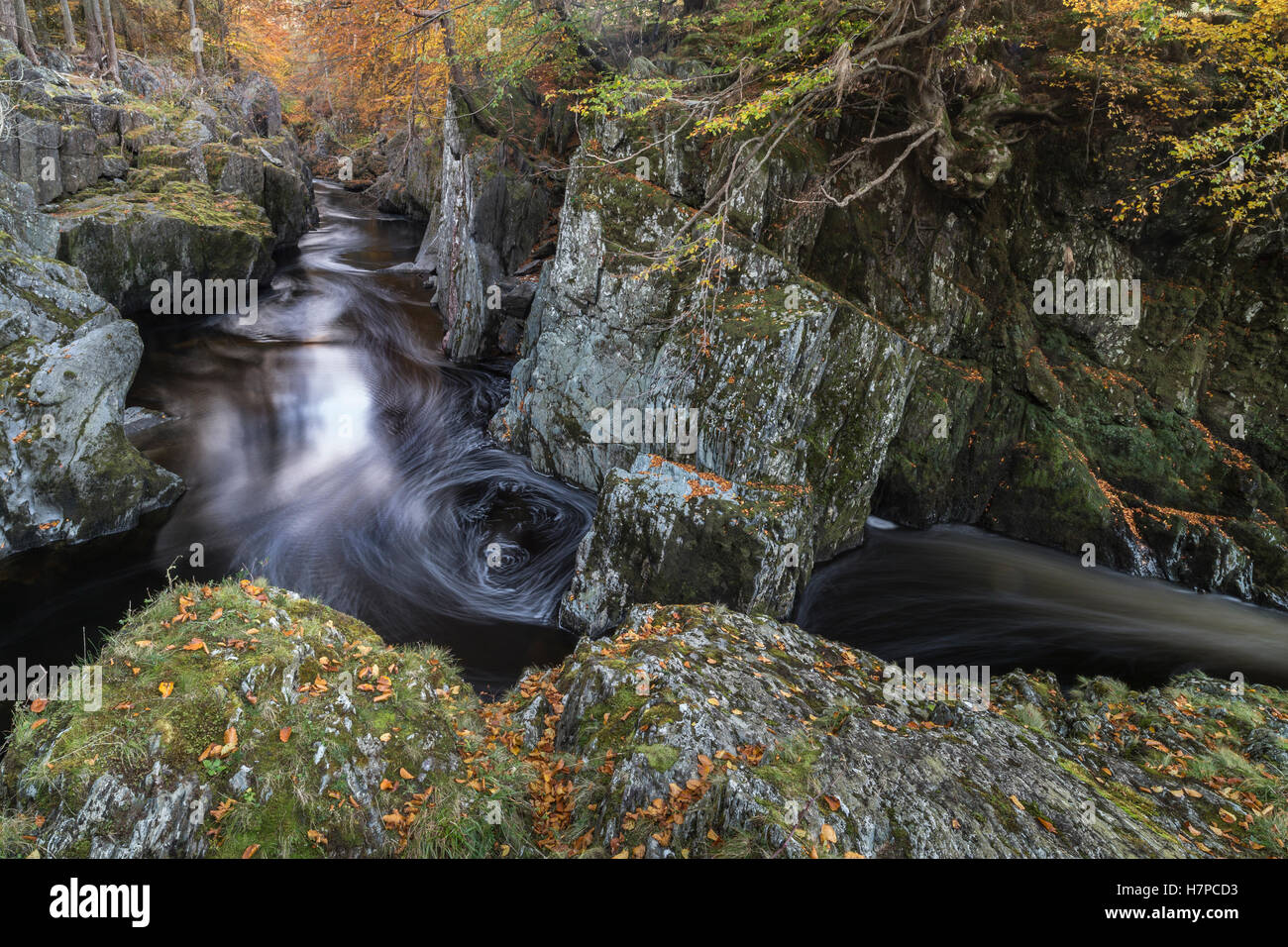 Rocks of Solitude Gorge on the North Esk River in Glen Esk Stock Photo ...