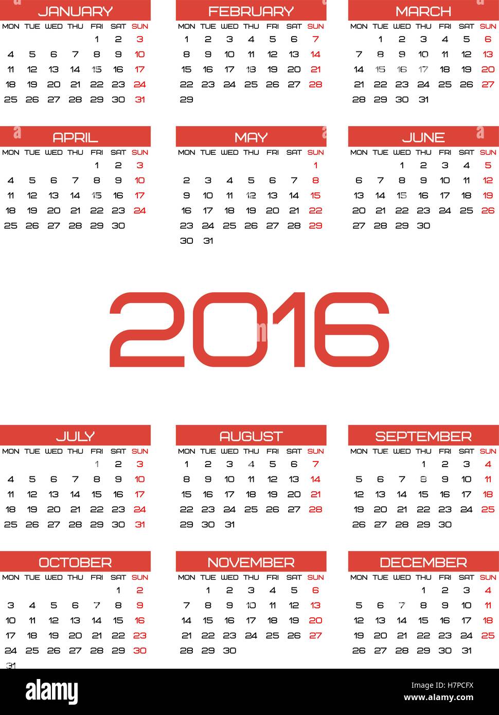 2016 calendar template Stock Vector Images - Alamy