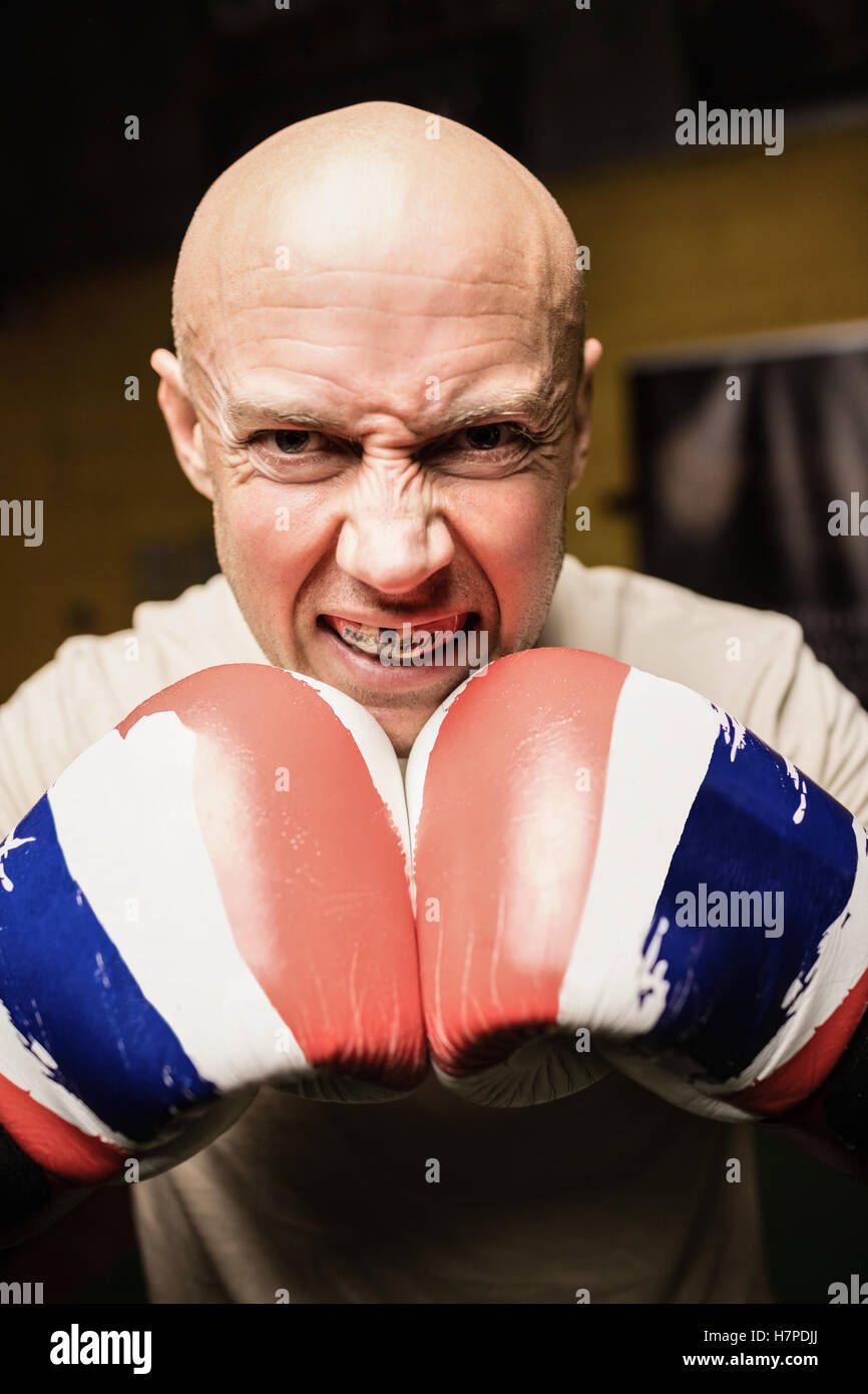 Portrait of boxer practicing boxing Stock Photo - Alamy