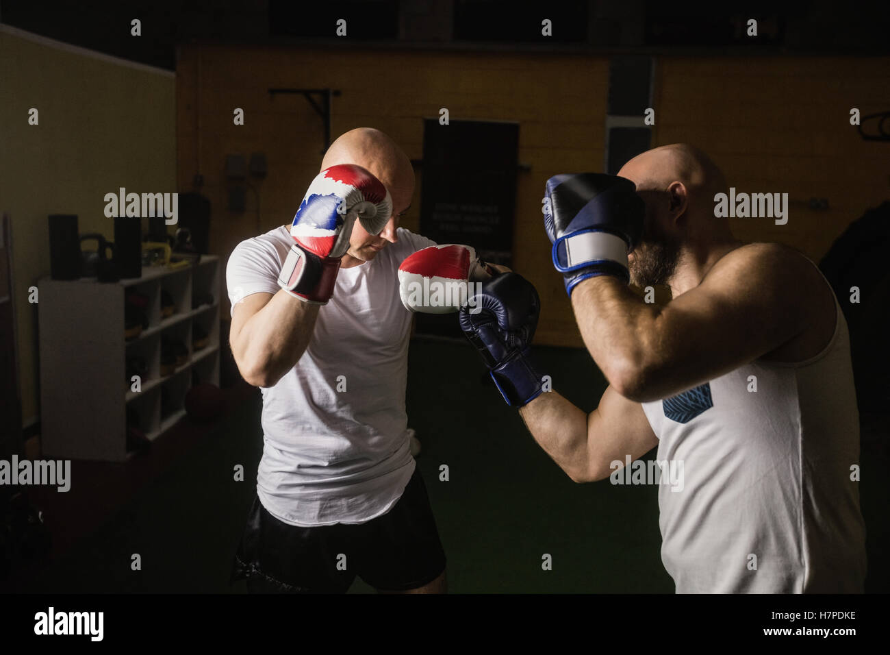 Two boxer practicing boxing in fitness studio Stock Photo - Alamy