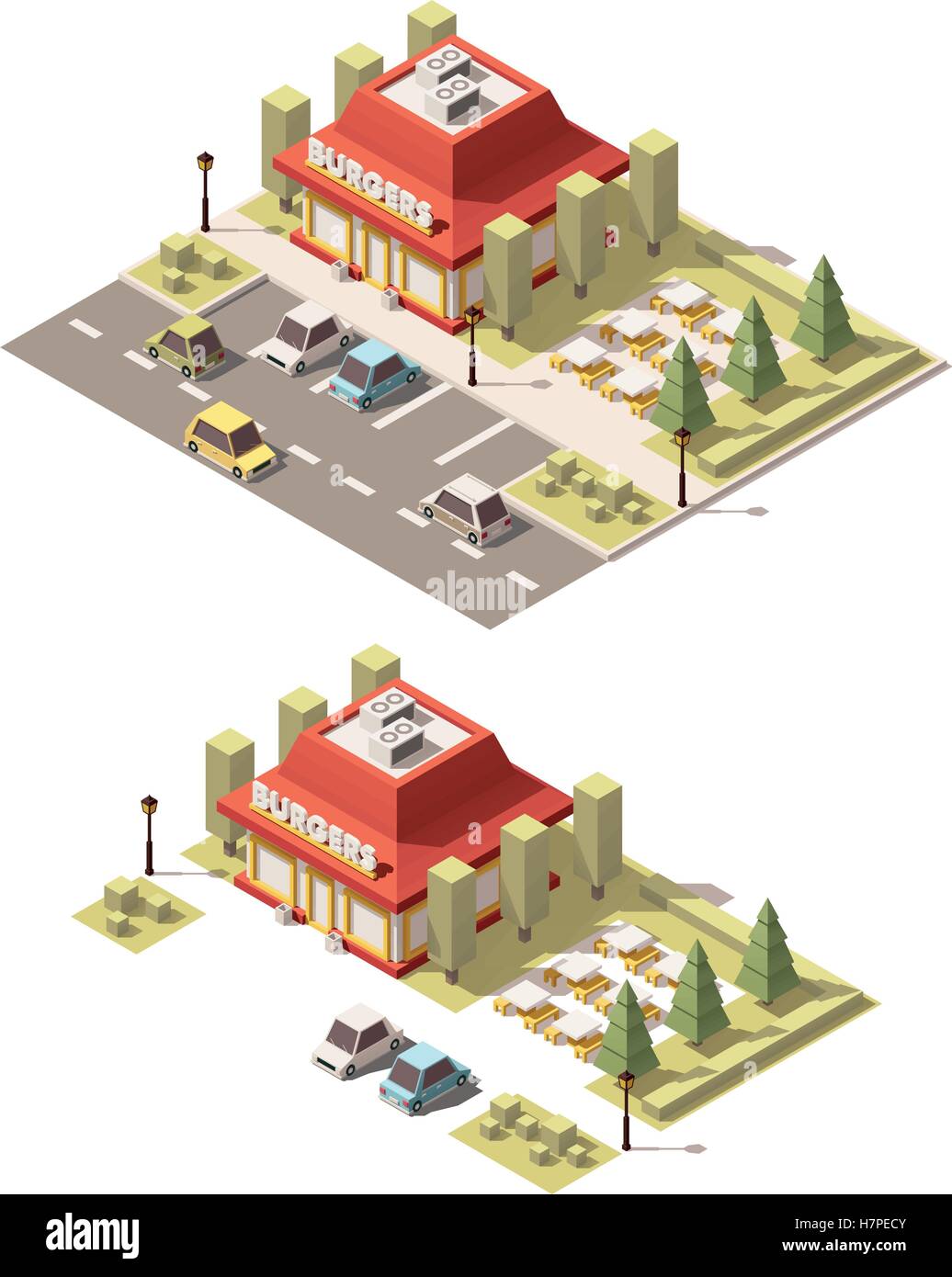 Vector isometric low poly fast food restaurant Stock Vector Image & Art ...