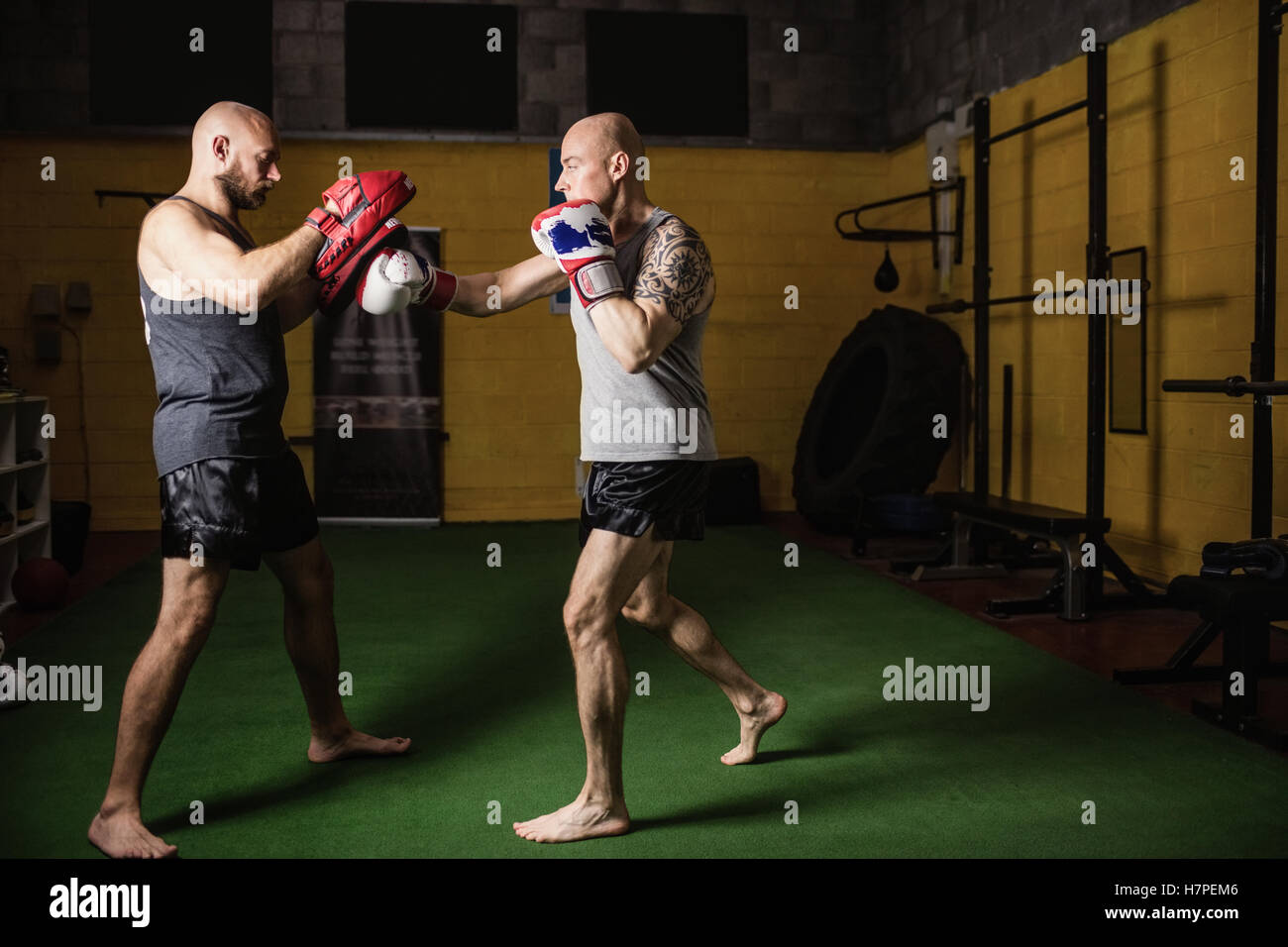 Boxers practicing boxing in the fitness studio Stock Photo - Alamy