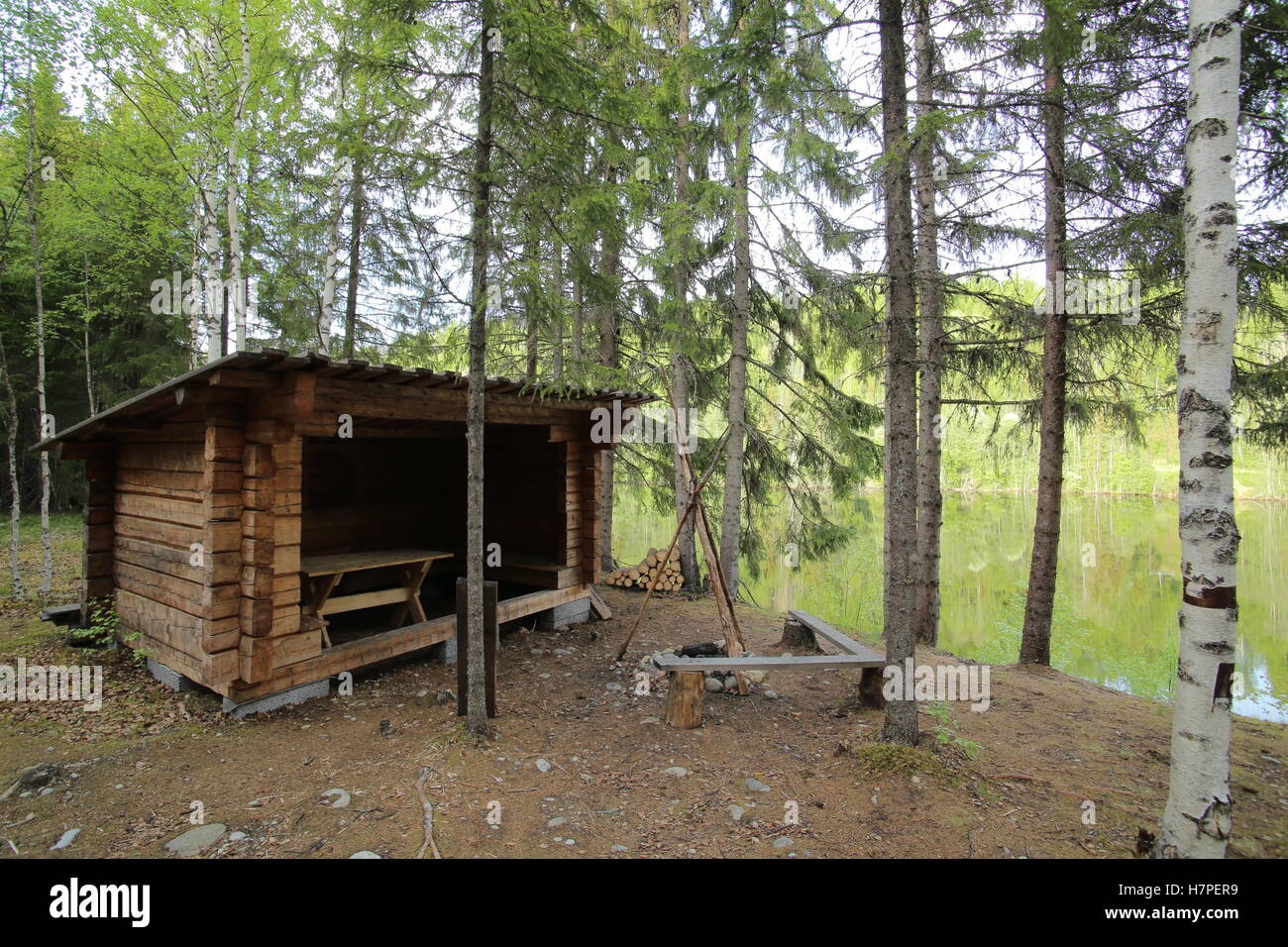 Resting hut for hikers in Jaemtland in Sweden Stock Photo - Alamy