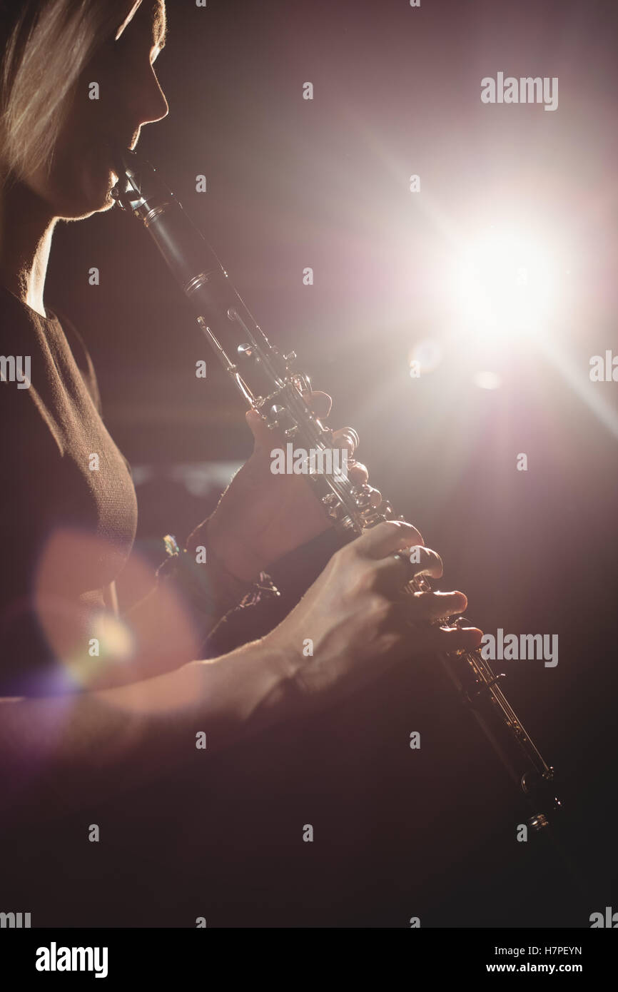 Woman playing a clarinet Stock Photo - Alamy