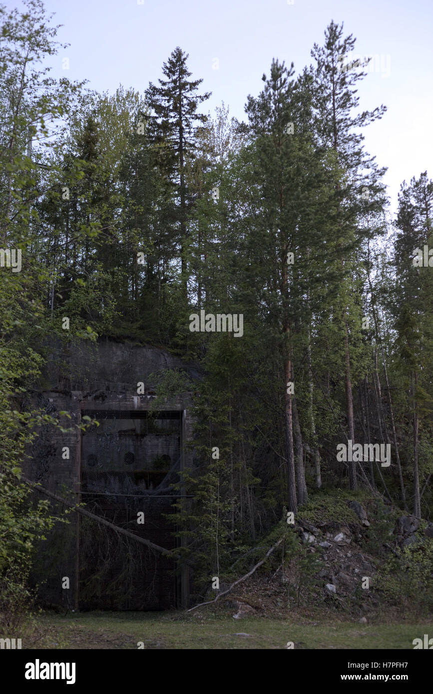 Entrance to a ruined Swedish railway bunker from WWII Stock Photo - Alamy