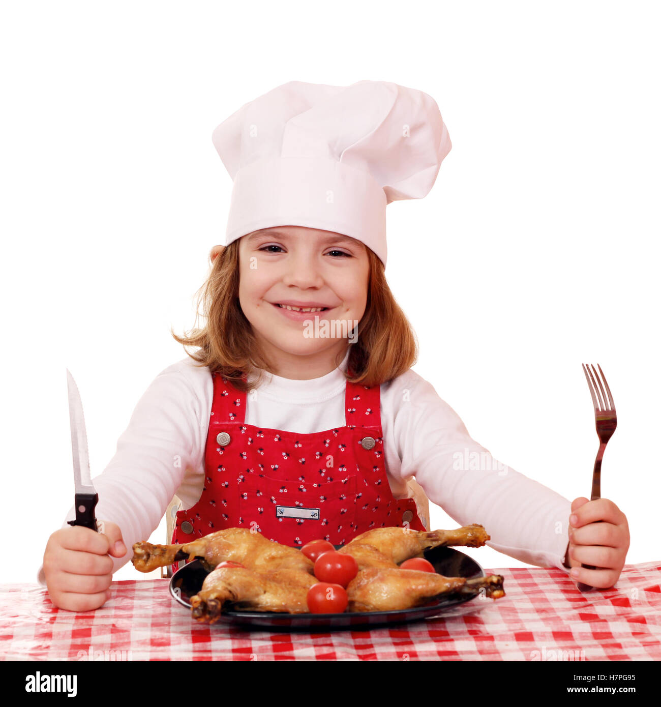 little girl cook ready for lunch Stock Photo - Alamy