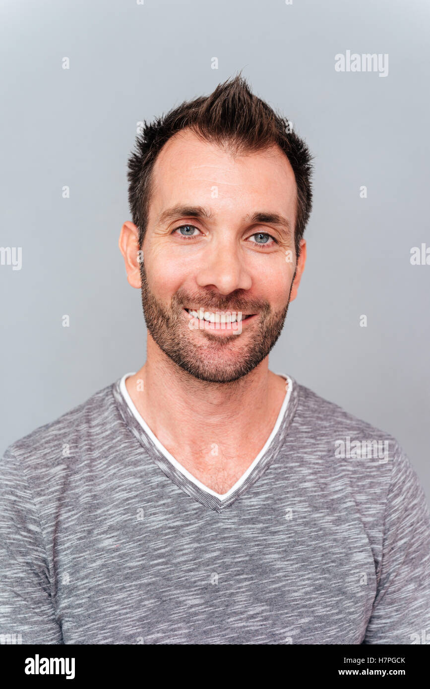 Portrait happy man brunette hi-res stock photography and images - Alamy