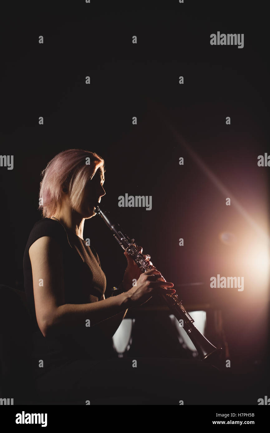 Woman playing a clarinet Stock Photo - Alamy