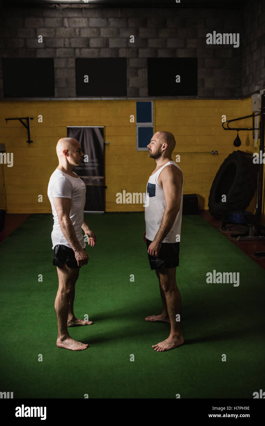 Two boxer standing face to face Stock Photo - Alamy