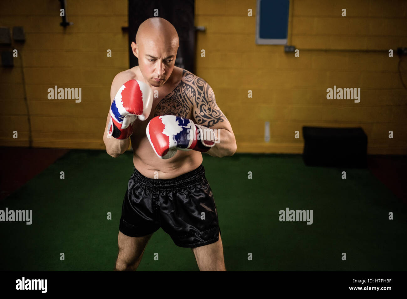 Thai boxer practicing boxing Stock Photo - Alamy