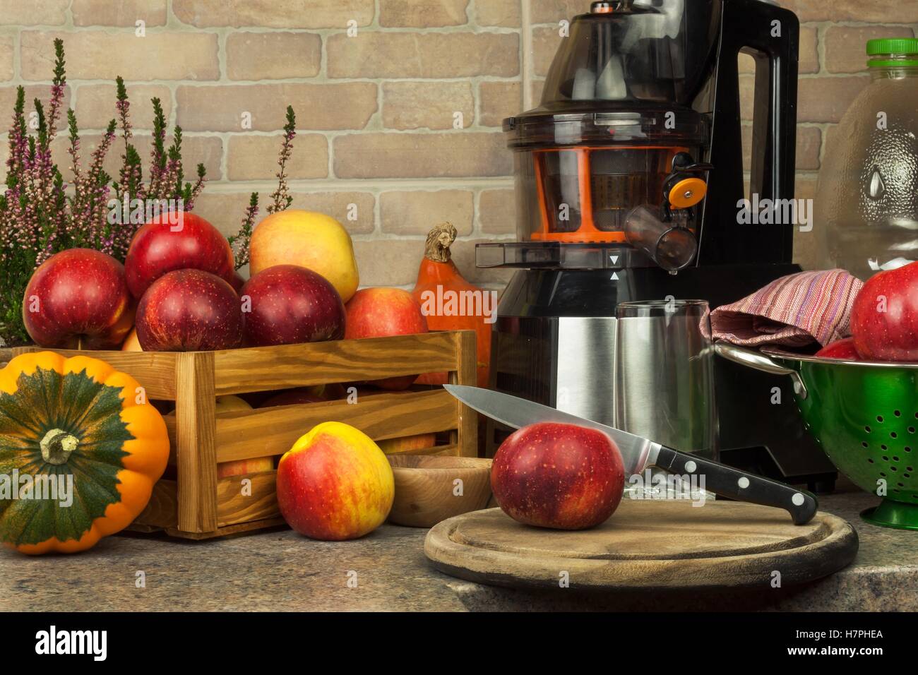 Domestic production of fresh apple juice. Fruit processing. Production ...