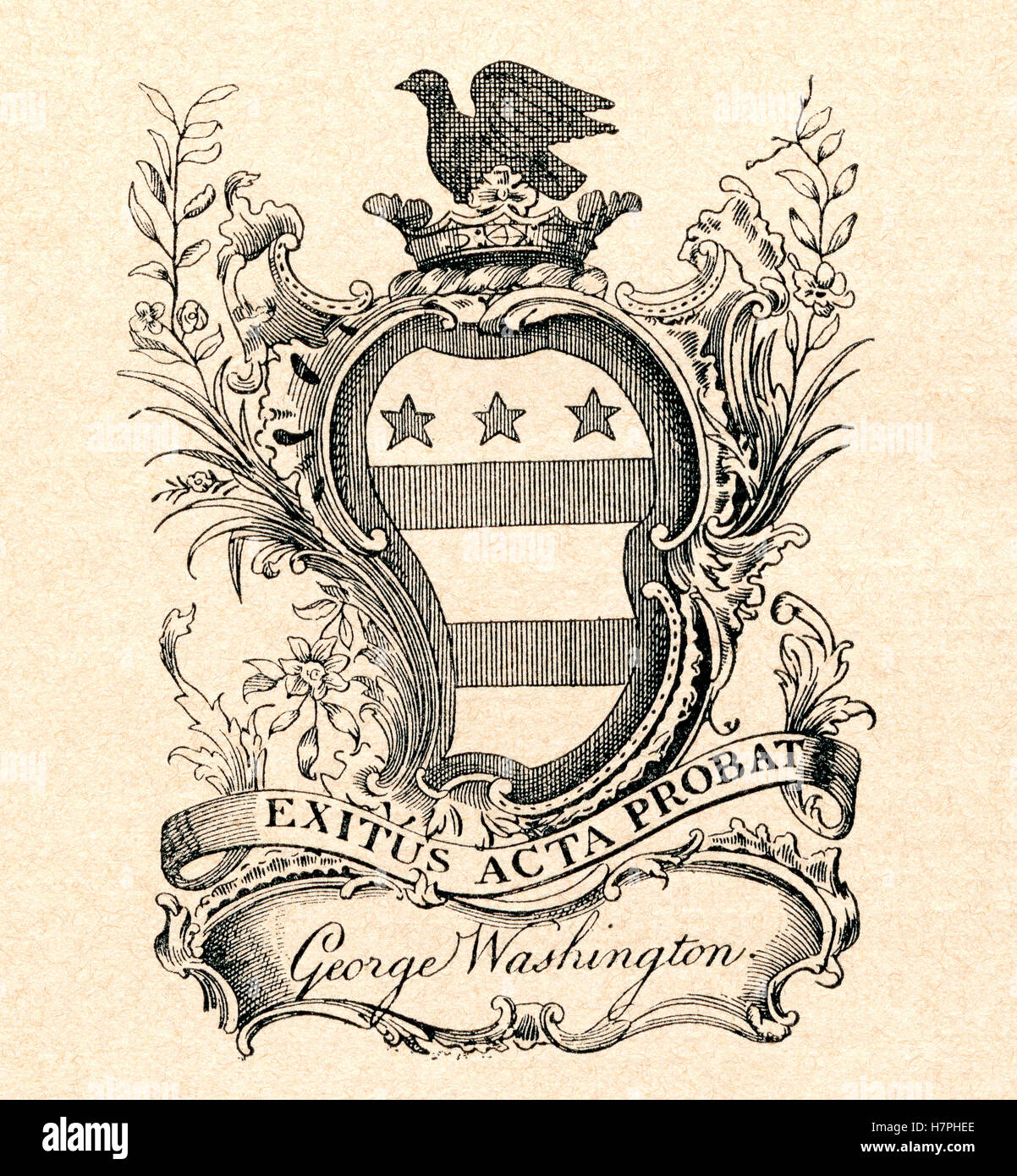 A bookplate aka Ex libris stamp from the library of George Washington ...