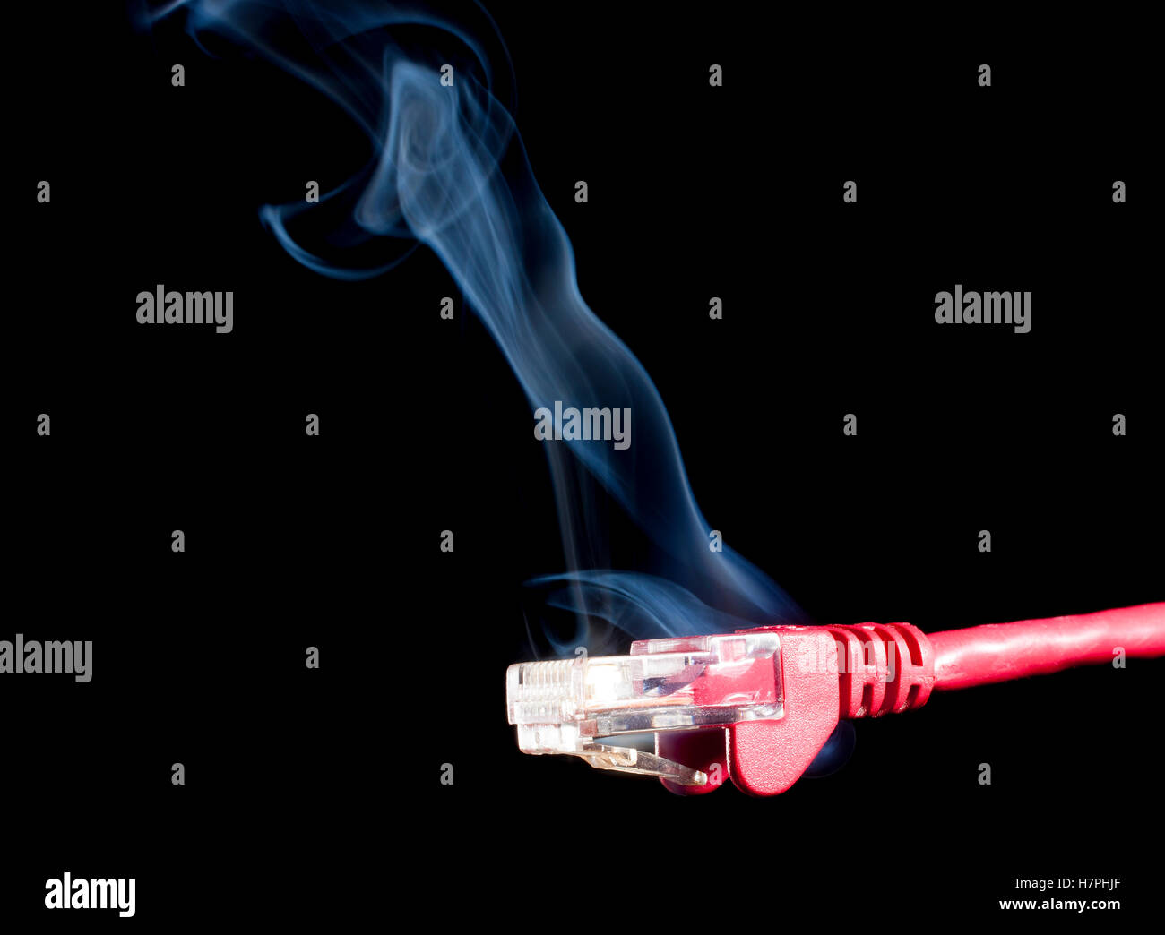 Network connection with smoke on a black background Stock Photo - Alamy