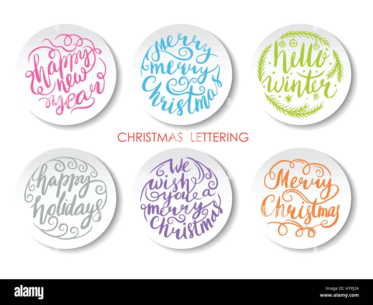 Merry christmas calligraphy shiny Stock Vector Images - Alamy