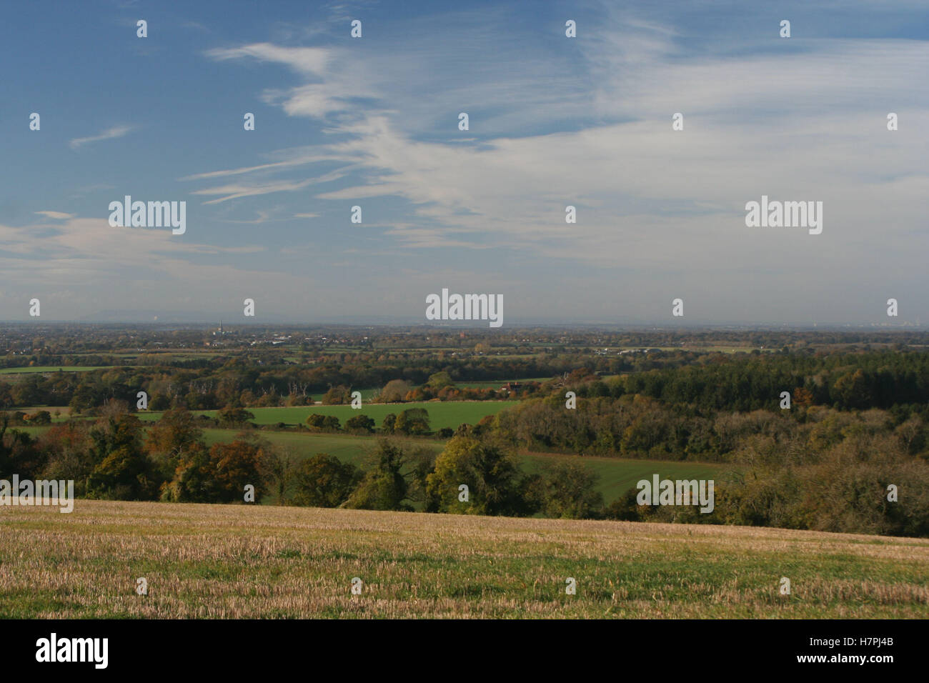 The View from Halnaker Hill over Chichester to the Isle of Wight and ...