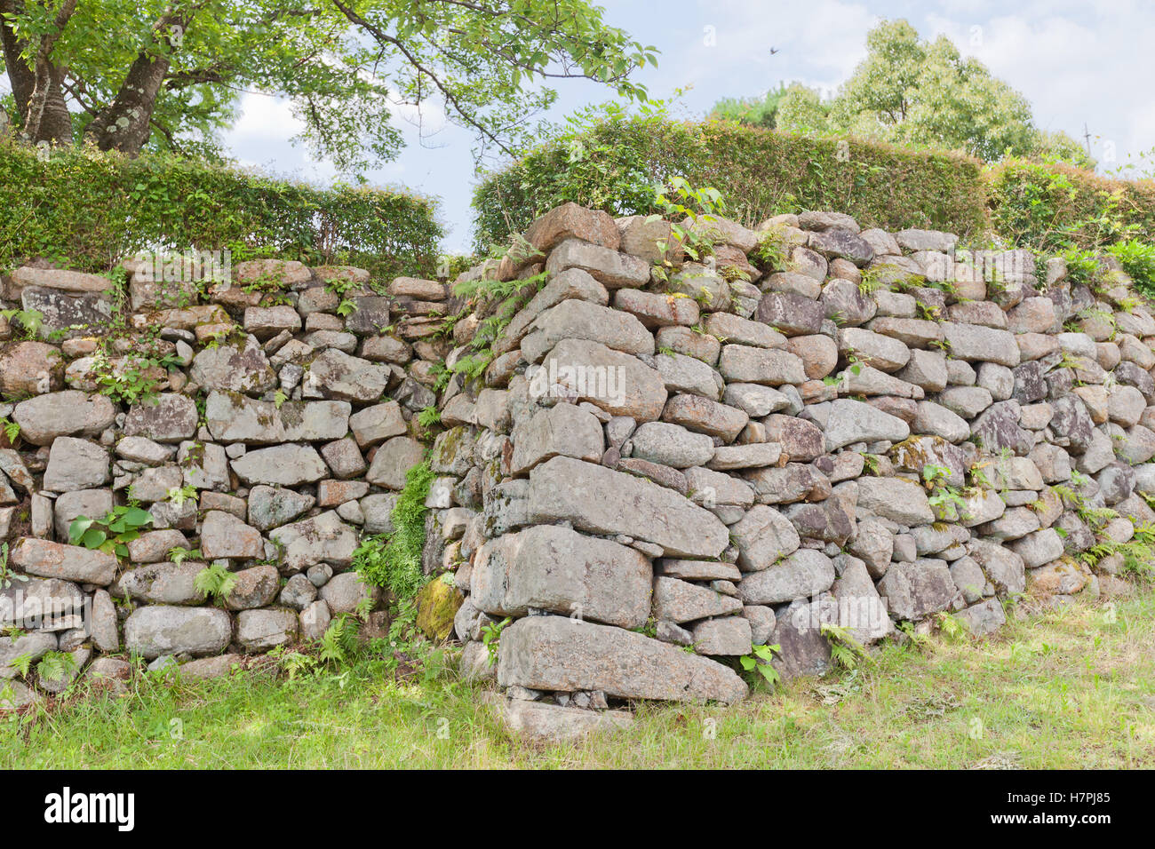 Stone wall of main bailey (Honmaru) of Tanabe castle, Japan Stock Photo ...
