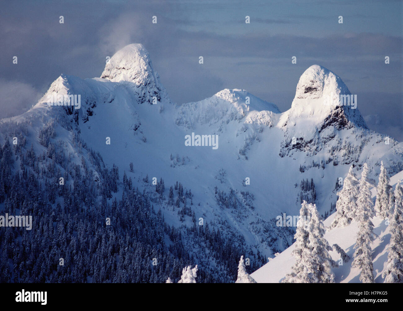 The Lions rock formation, coastal mountains, British Columbia, Canada ...