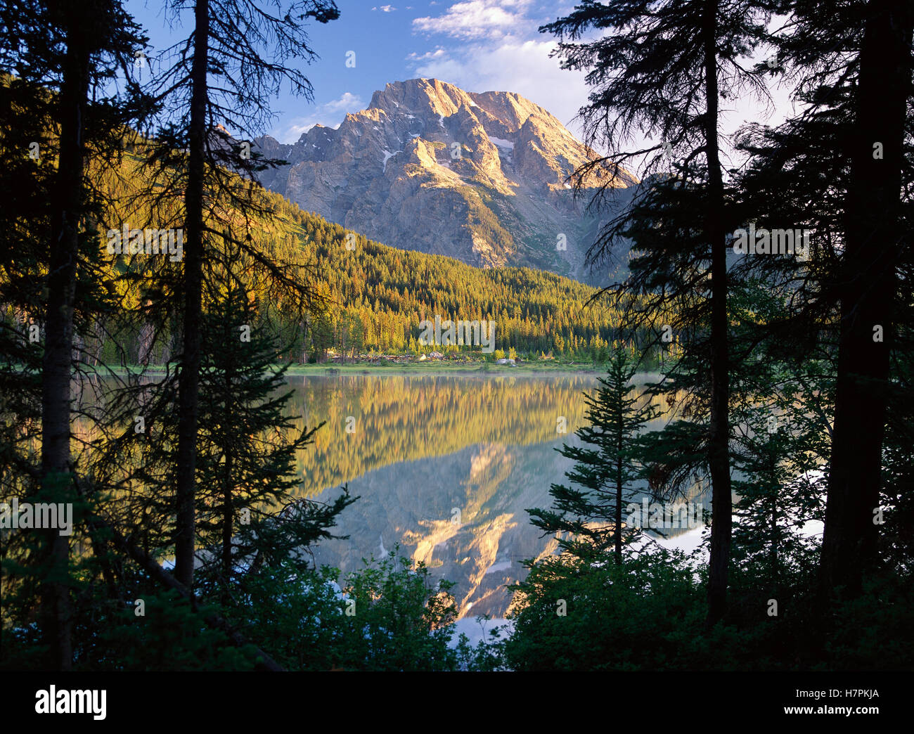 Mt Moran and String Lake, Grand Teton National Park, Wyoming Stock ...